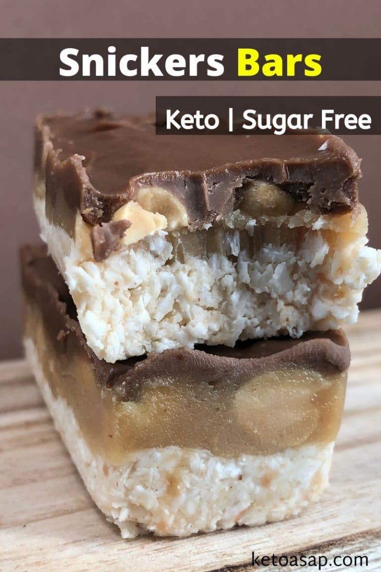 Keto Snickers Bars Low-Carb Sugar-Free Recipe (Only 5 Net Carbs) - KetoASAP